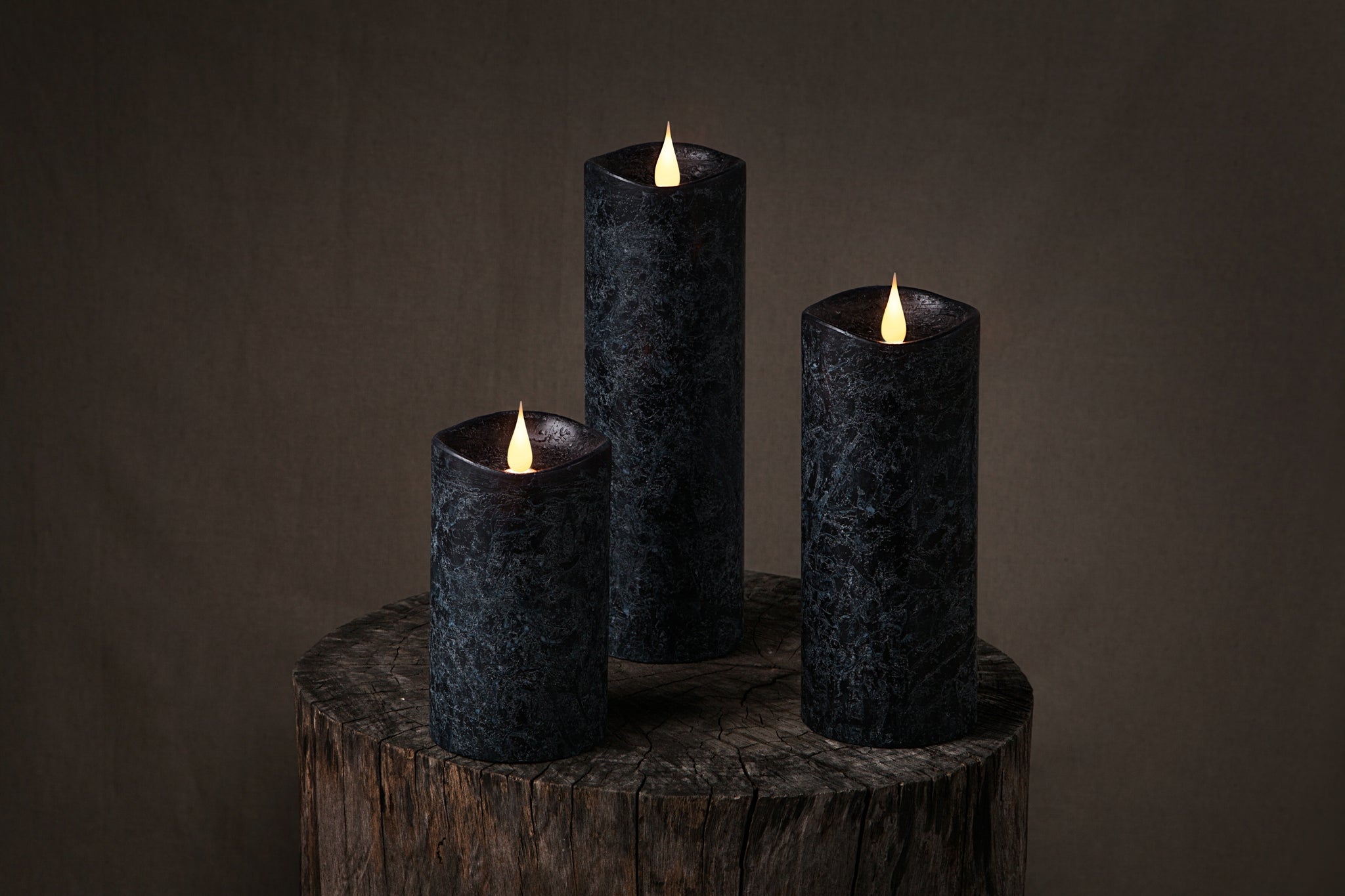 ENKINDDLE Column Candle Rustic Black 5" – Icon Home